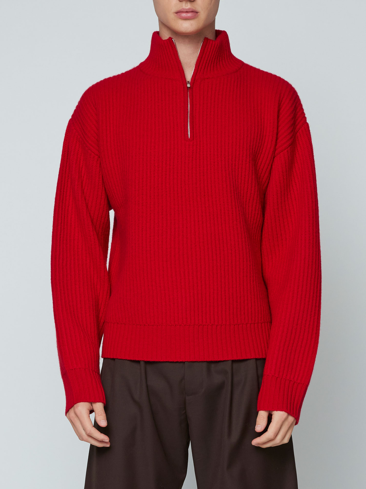 Mens Half Zip Rib Sweater Red – Wynn Hamlyn