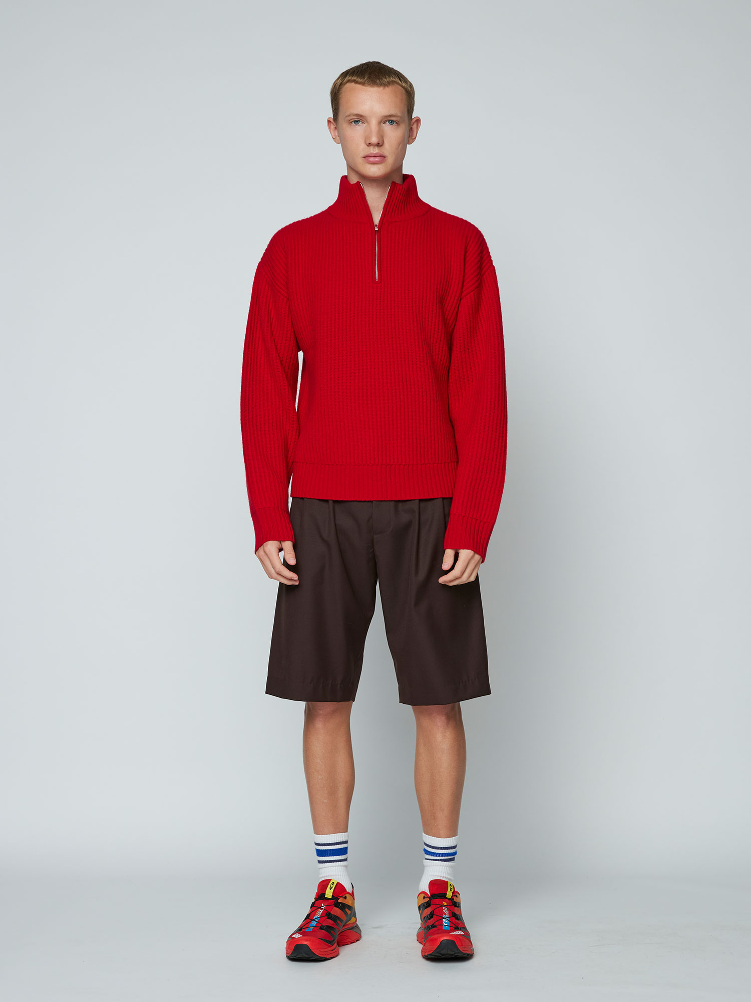 Mens Half Zip Rib Sweater Red – Wynn Hamlyn