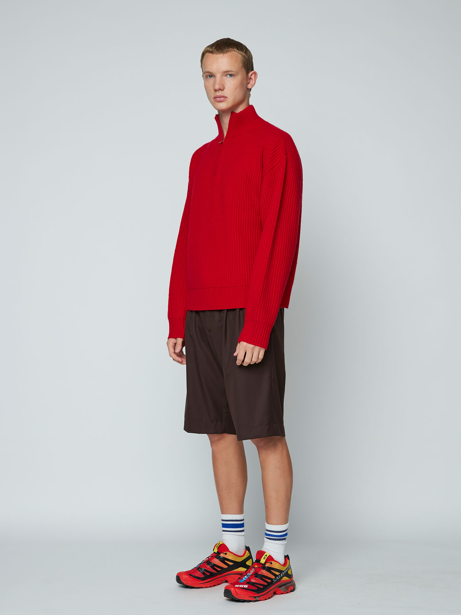Mens Half Zip Rib Sweater Red – Wynn Hamlyn